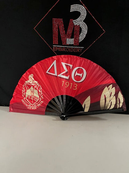 Delta Sigma Theta - Large Poppin Nylon Fabric & Bamboo Fans