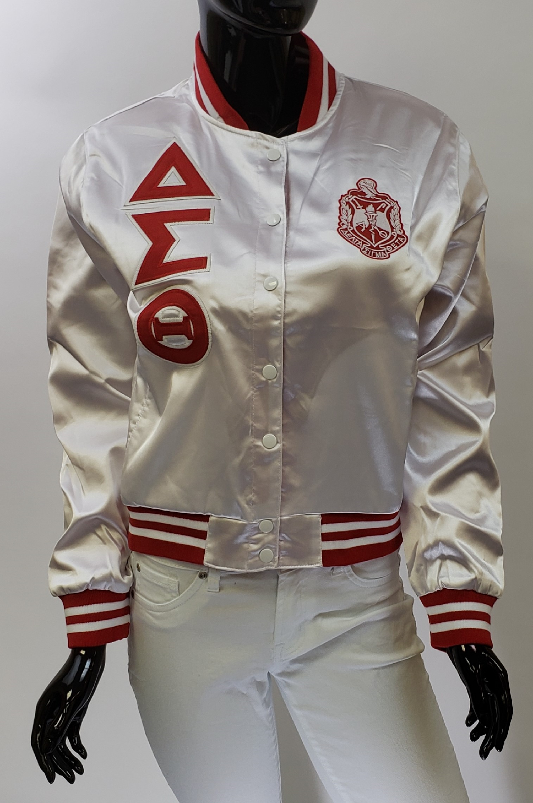 Delta Sigma Theta - BD Satin Baseball Jacket-Pre Made