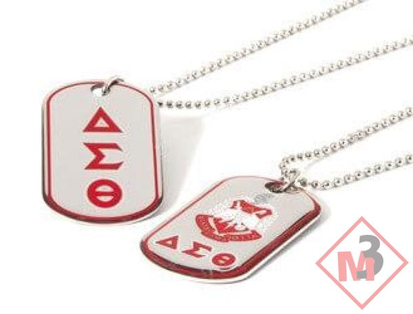 Double Sided Greek Letter Dog Tags with epoxy coating- Delta Sigma The